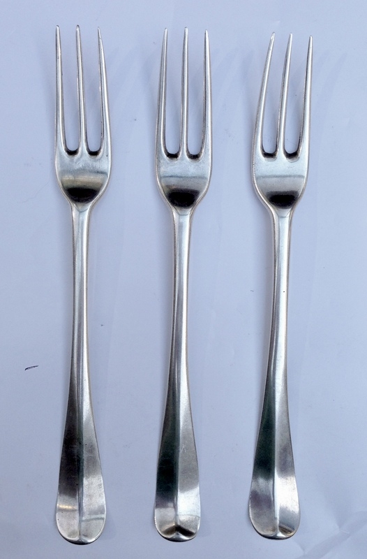 Set Three Antique hallmarked Sterling Silver George I Hanoverian Pattern Three Pronged Table Forks 1725 MyFamilySilver