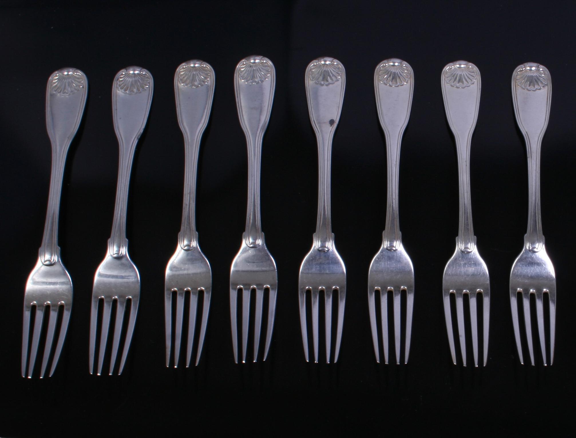 Collection of George III fiddle, thread and shell pattern sterling ...