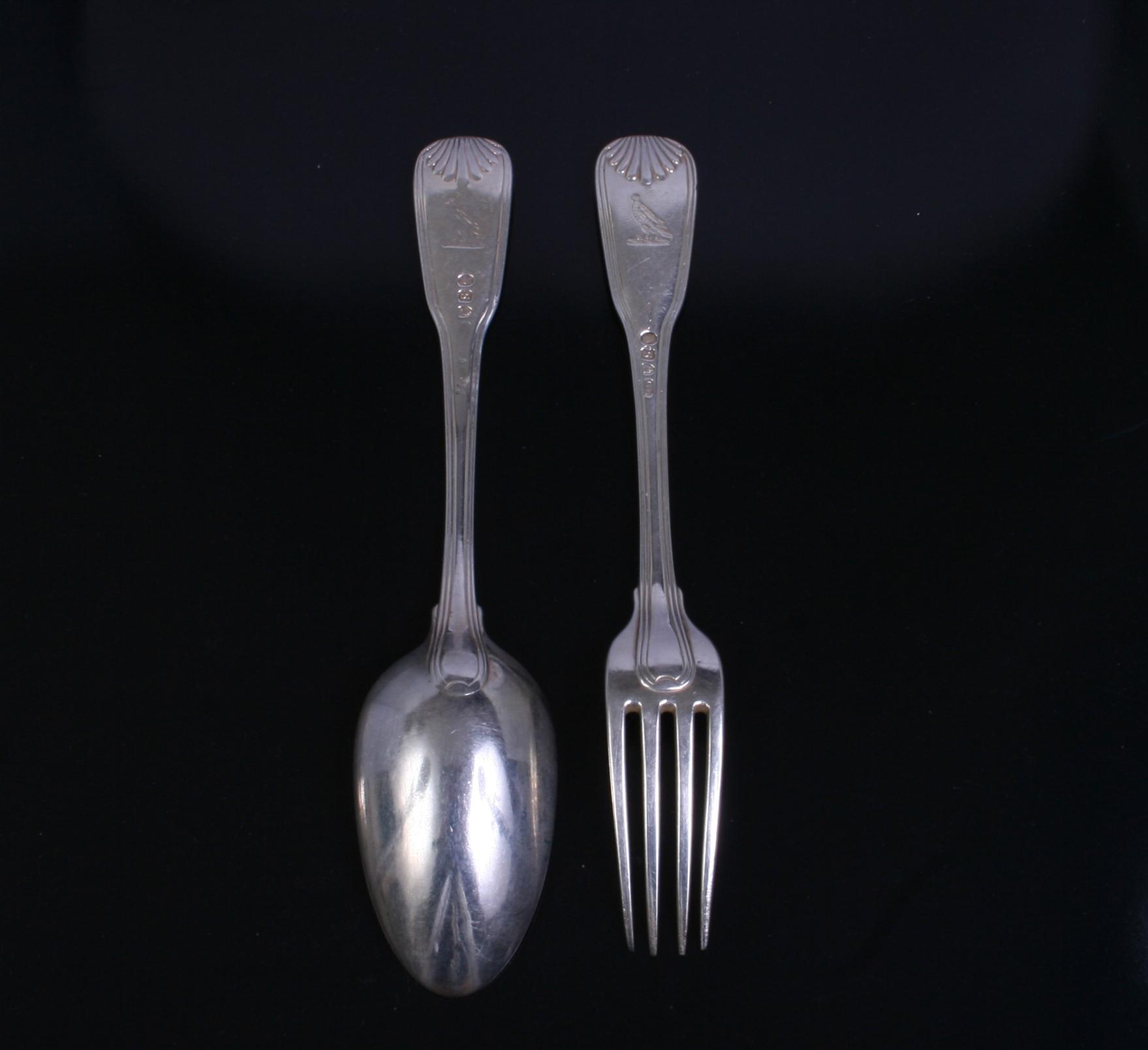 Collection of George III fiddle, thread and shell pattern sterling ...