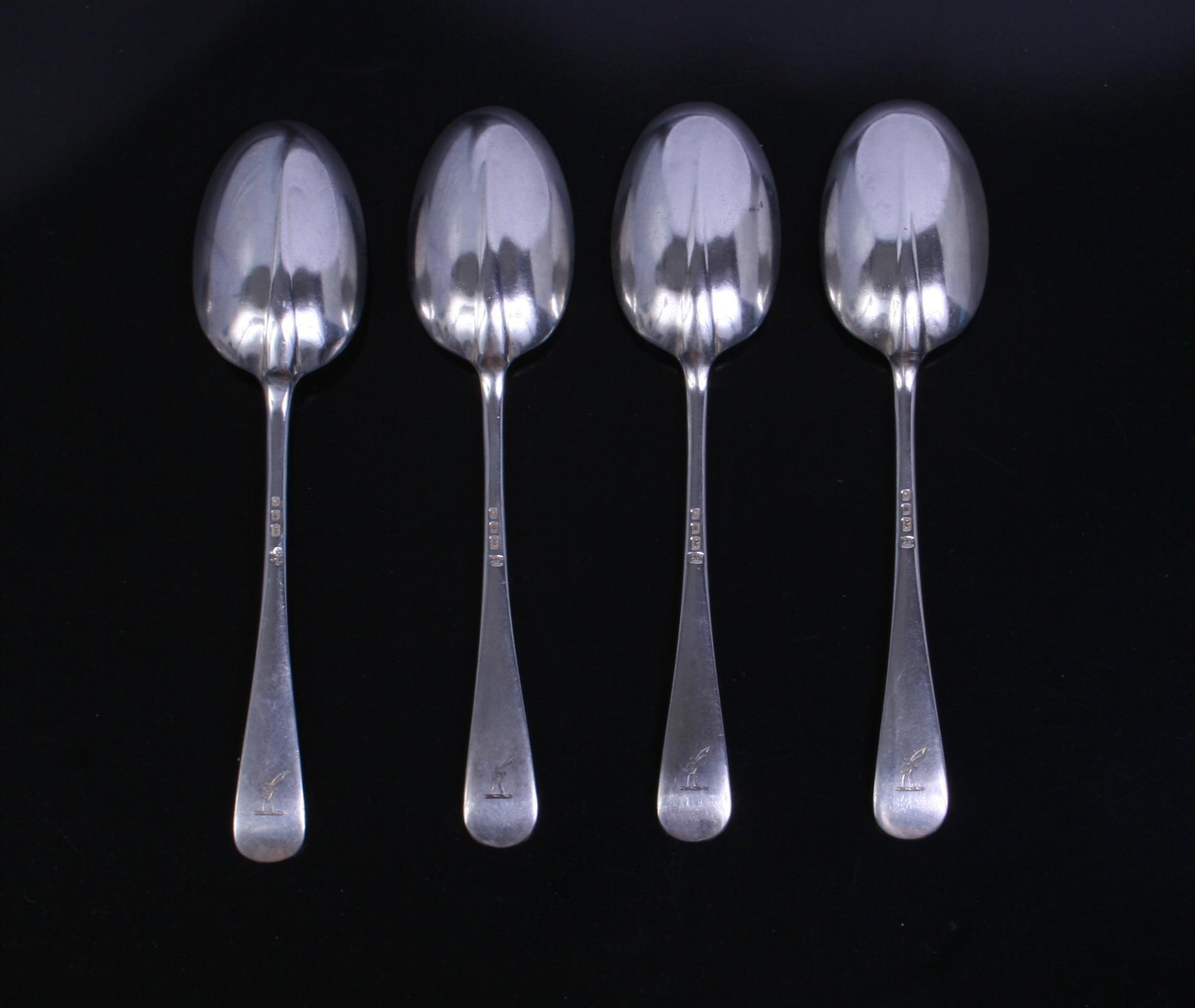 Four Modern Hanoverian pattern sterling silver dessert spoons ...
