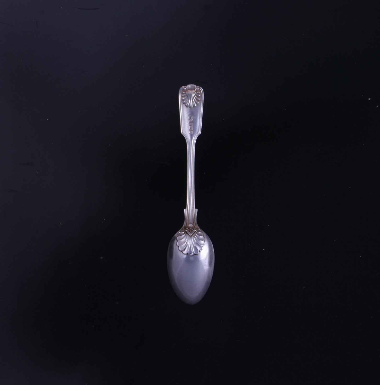 MILITARY: A Victorian fiddle, thread and shell pattern silver teaspoon ...
