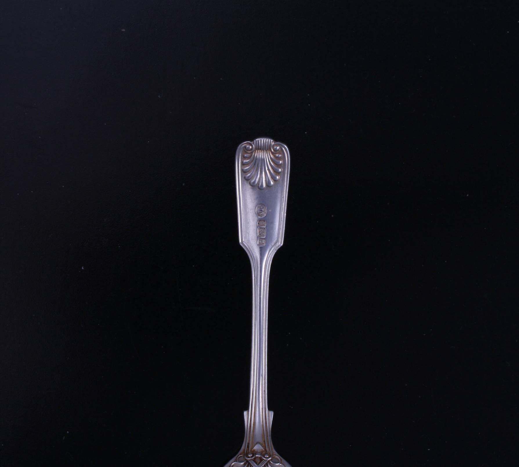 MILITARY: A Victorian fiddle, thread and shell pattern silver teaspoon ...