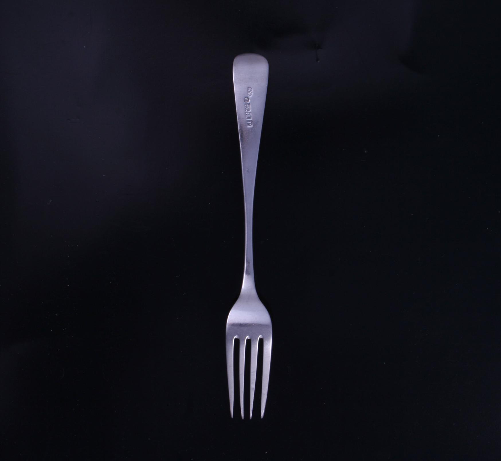 A George III Old English bead edge pattern sterling silver table fork ...