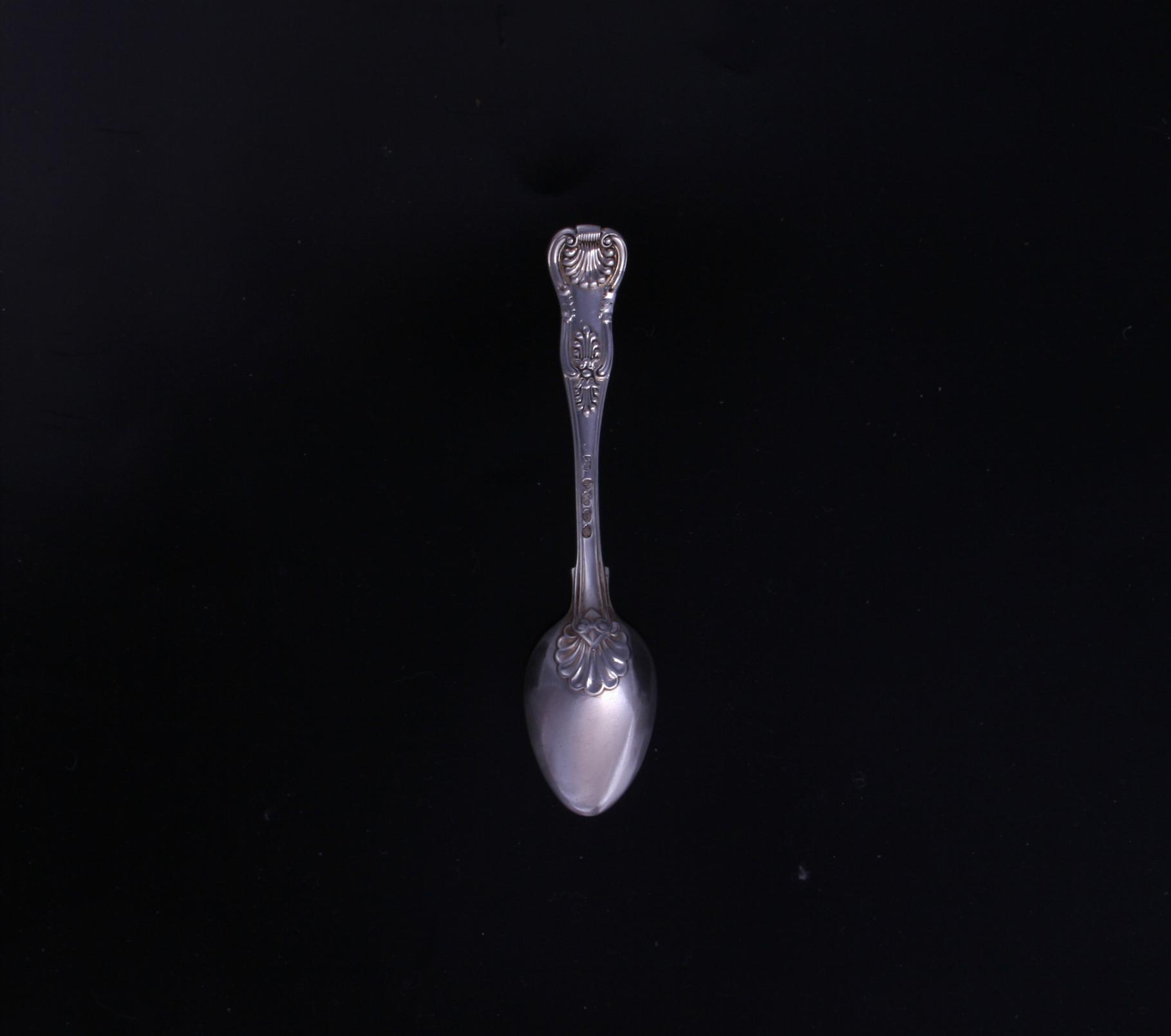 A William IV King's pattern sterling silver teaspoon : MyFamilySilver.com