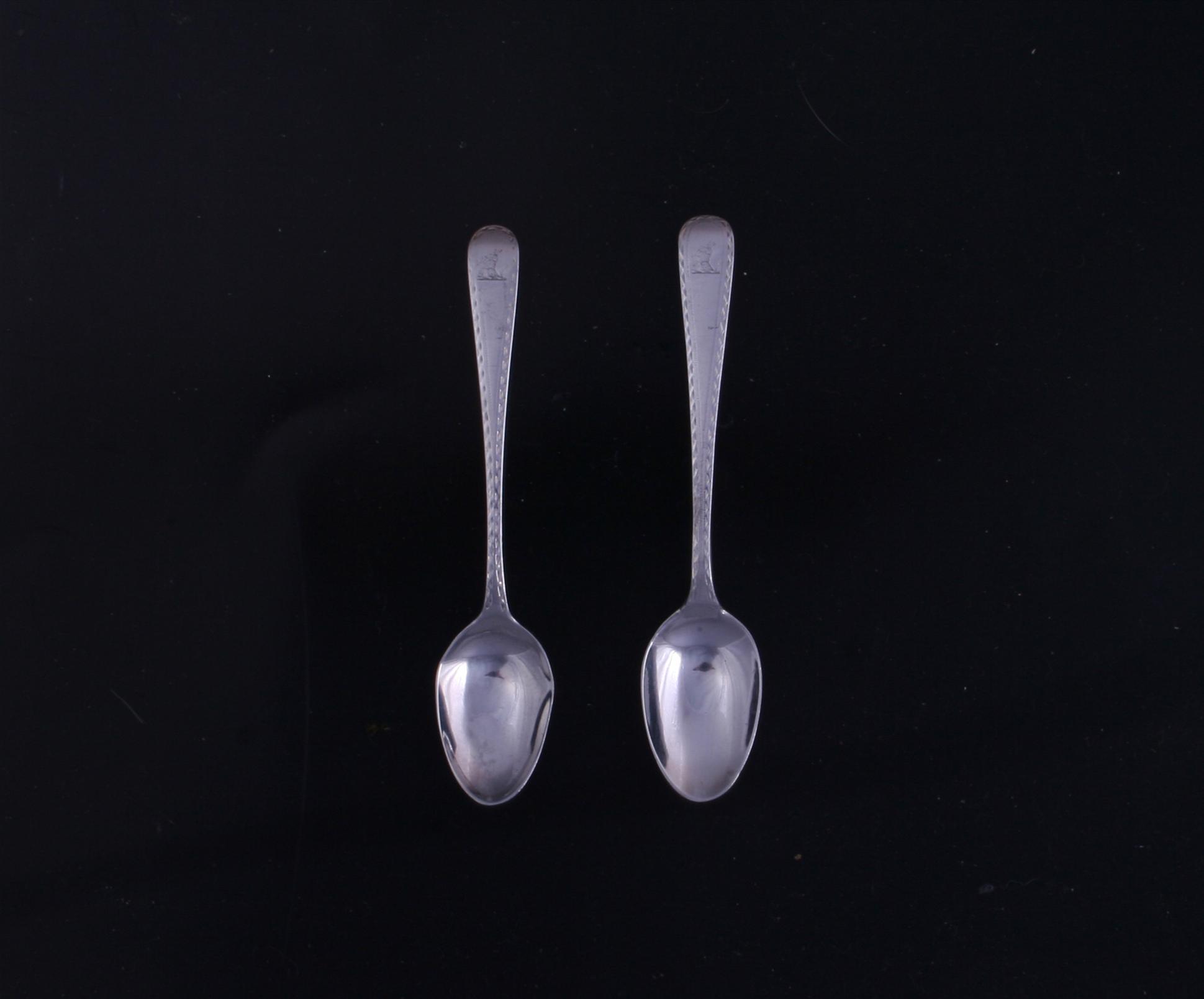 A pretty pair of Victorian Old English bright cut pattern sterling ...