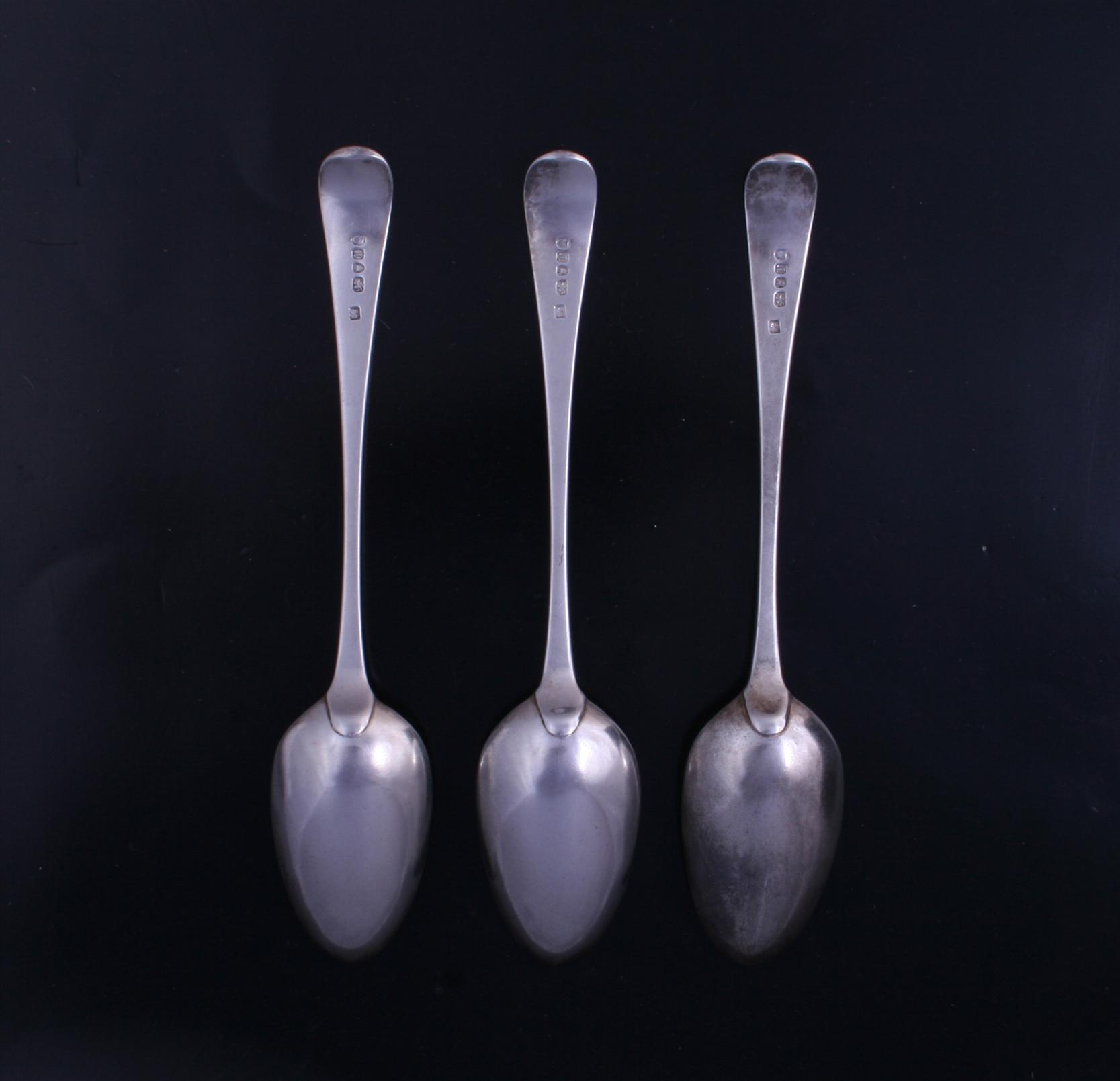 A set of three George III Old English pattern sterling silver table ...