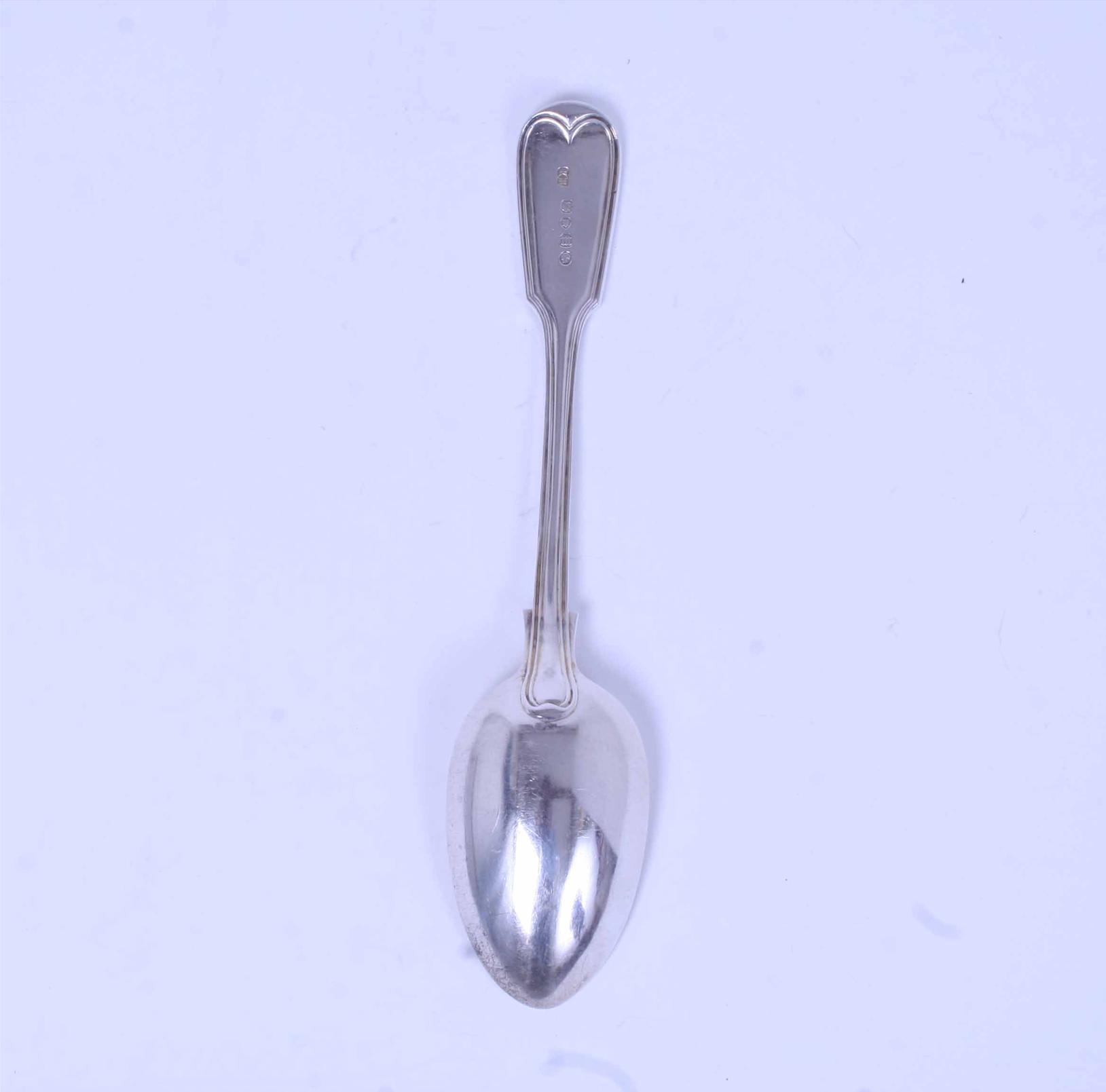 A Victorian sterling silver fiddle and thread pattern table spoon ...