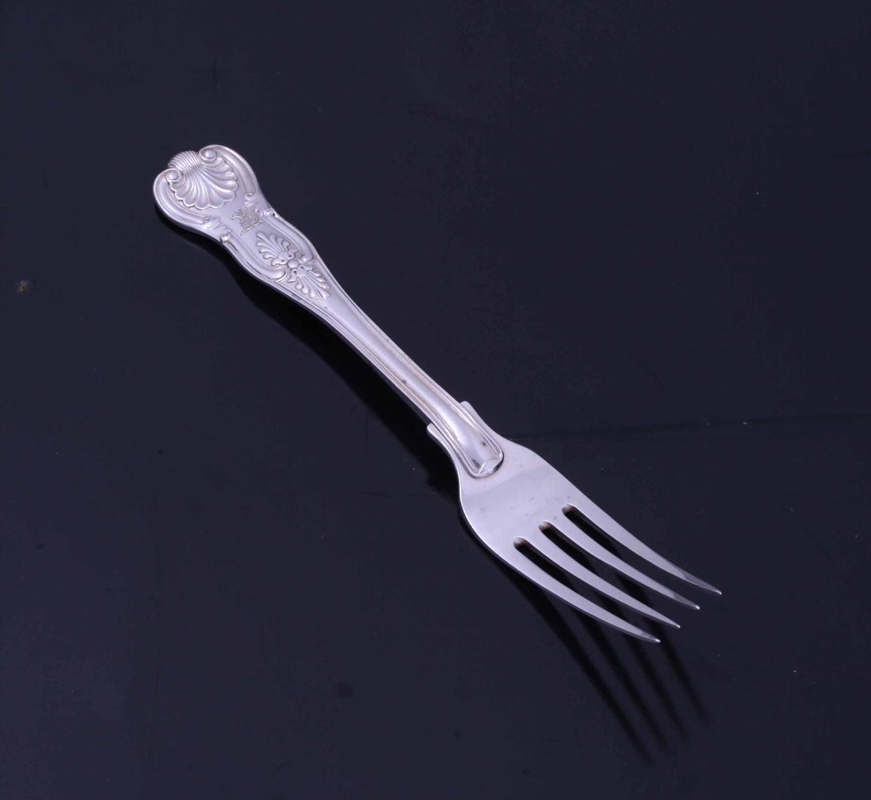 A William IV King's pattern sterling silver dessert fork ...