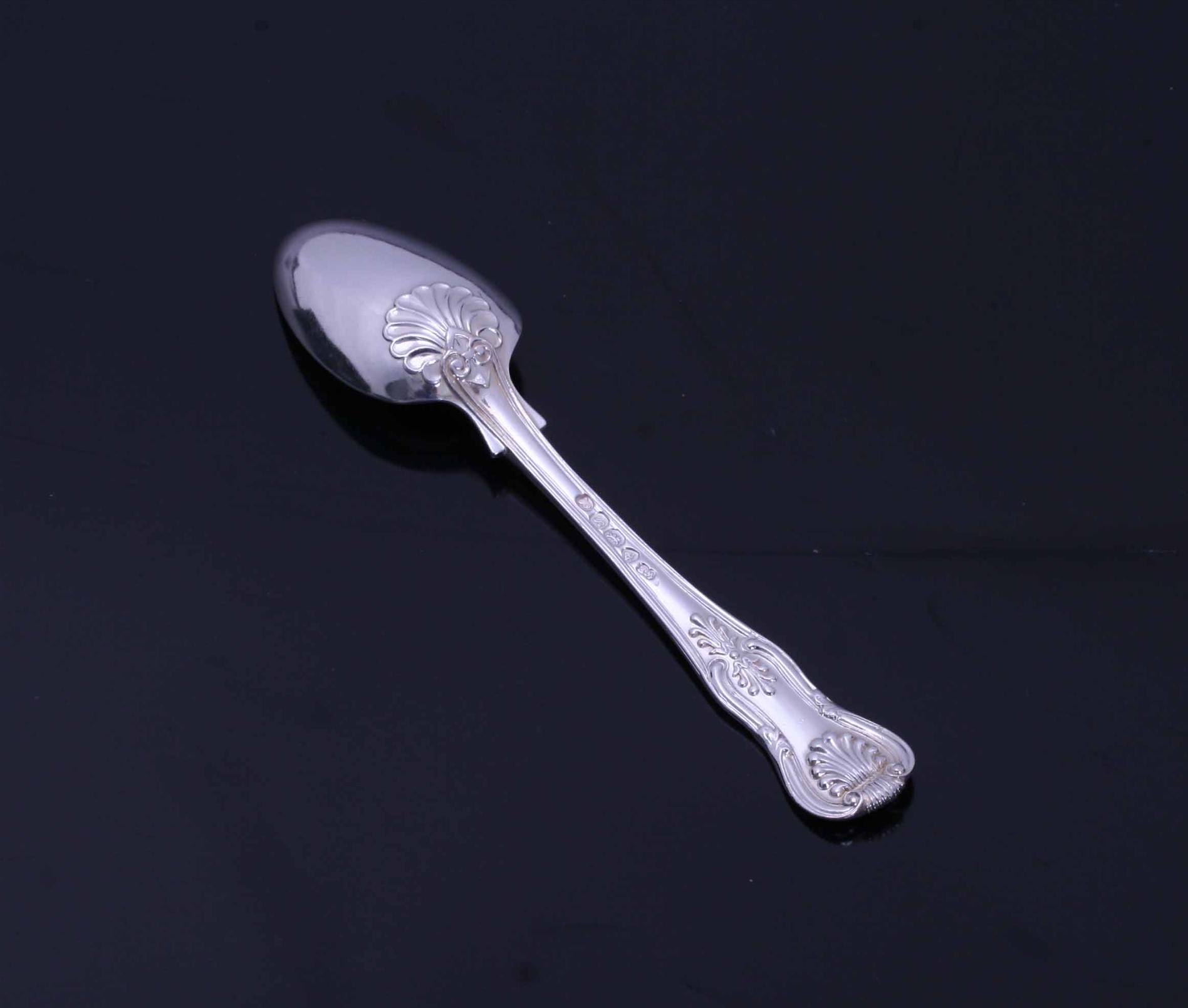 A William IV King's pattern sterling silver teaspoon : MyFamilySilver.com