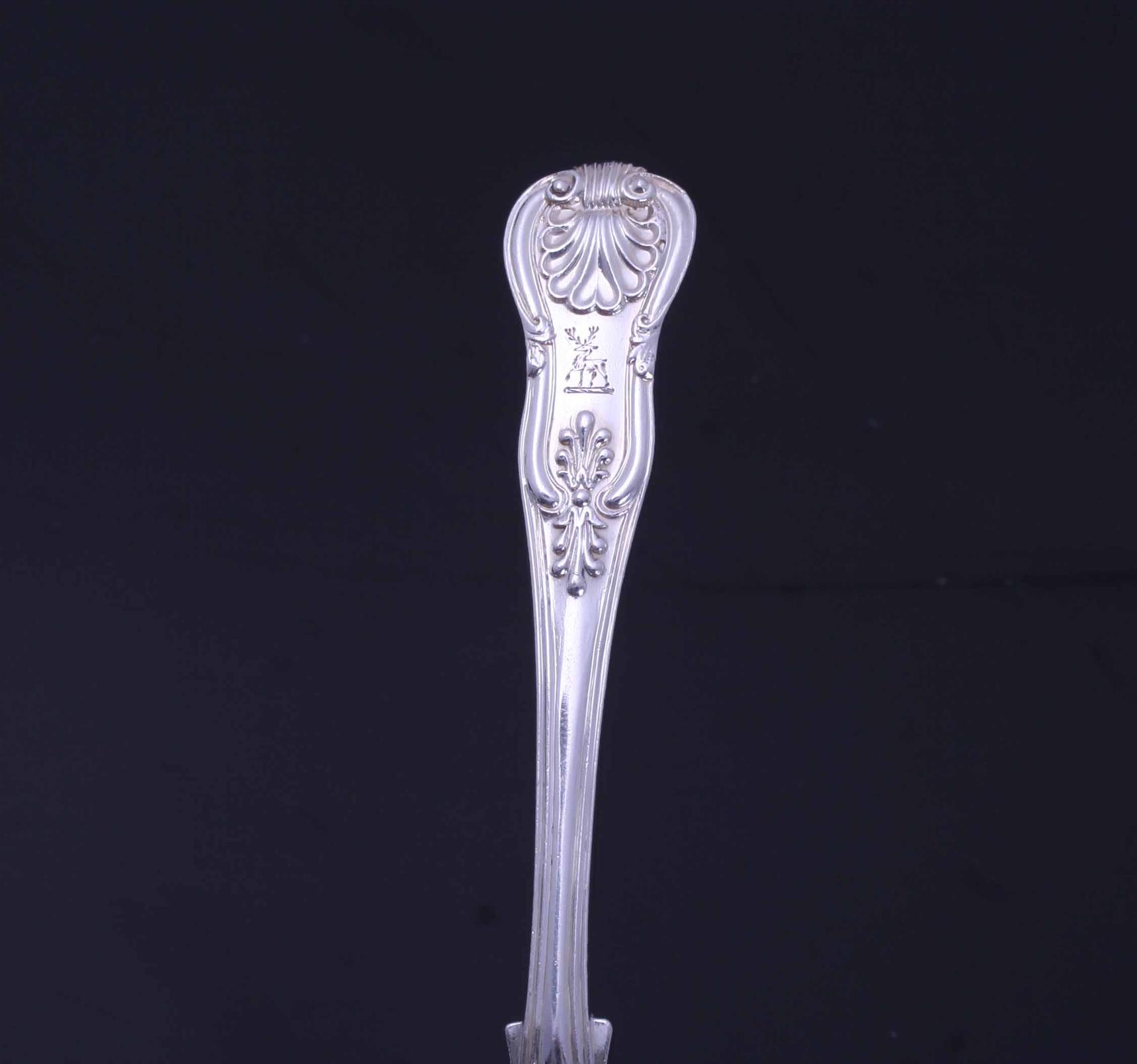 A William IV King's pattern sterling silver teaspoon : MyFamilySilver.com