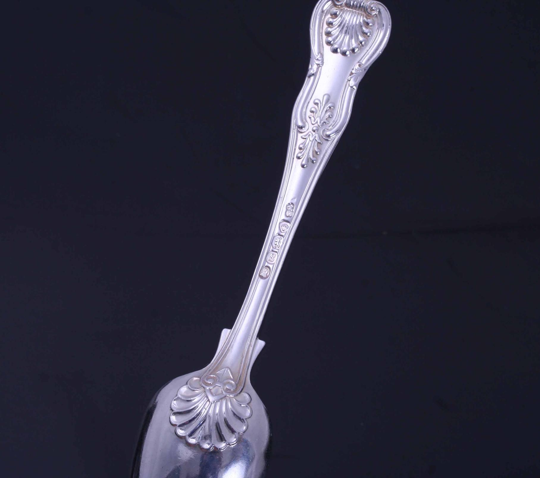 A William IV King's pattern sterling silver teaspoon : MyFamilySilver.com