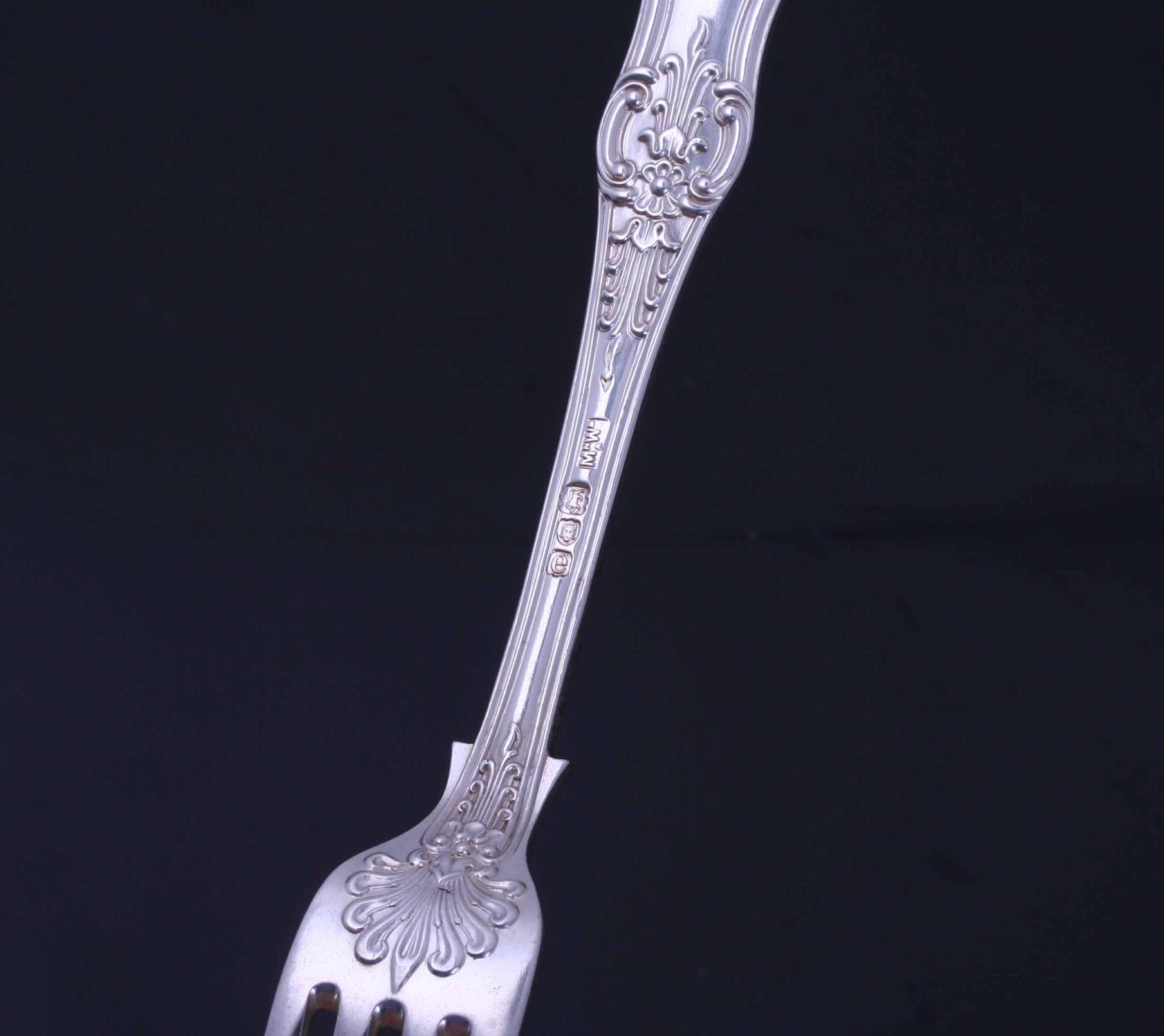 A Victorian Queen's pattern sterling silver dessert fork ...