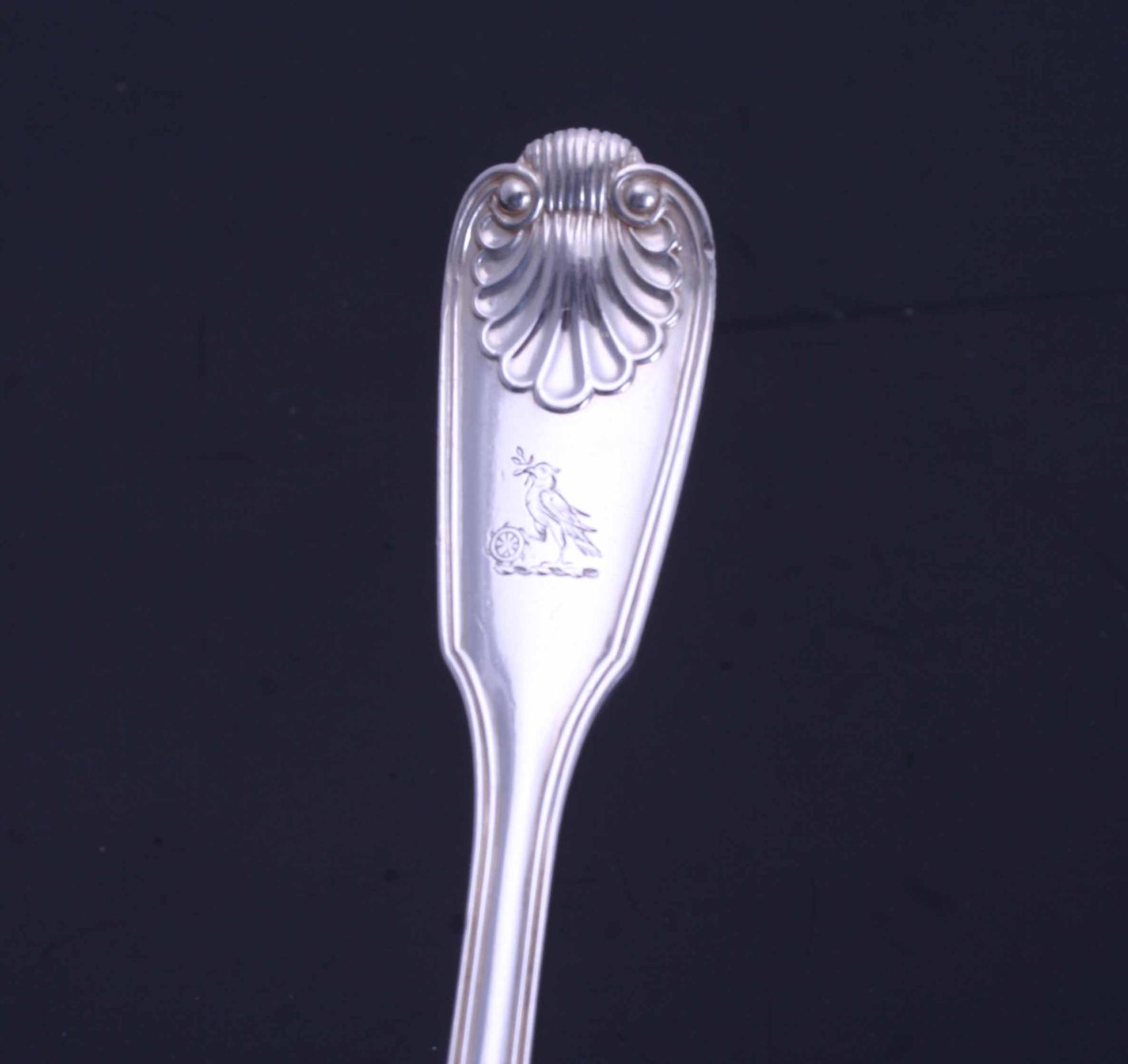 A Victorian fiddle, thread and shell pattern sterling silver dessert ...