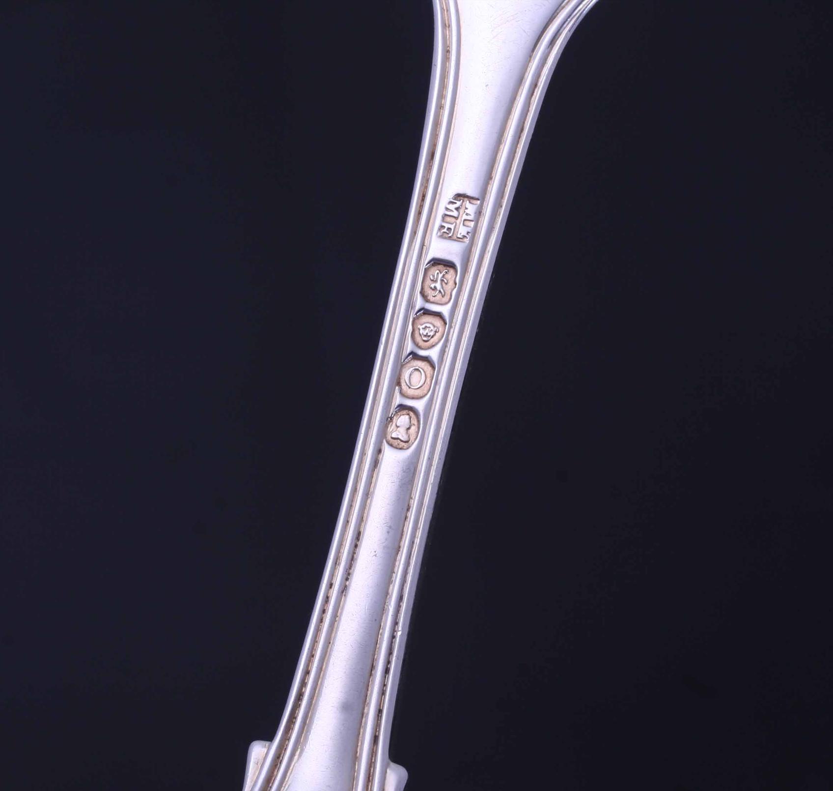 Matched set of George III fiddle, thread and shell sterling silver ...