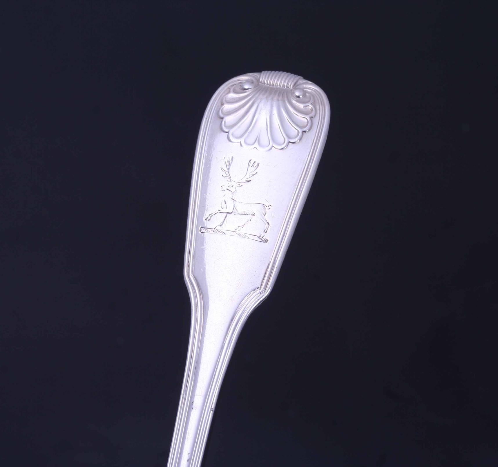 Set of six George IV fiddle, thread and shell pattern sterling silver ...