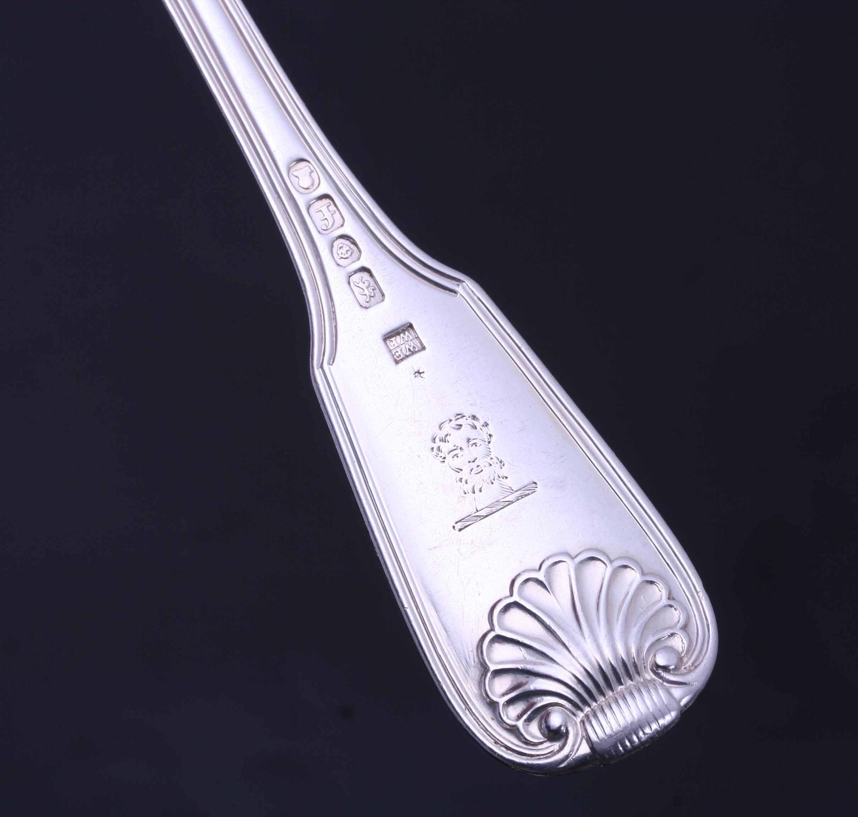 Set of six George IV fiddle, thread and shell pattern sterling silver ...