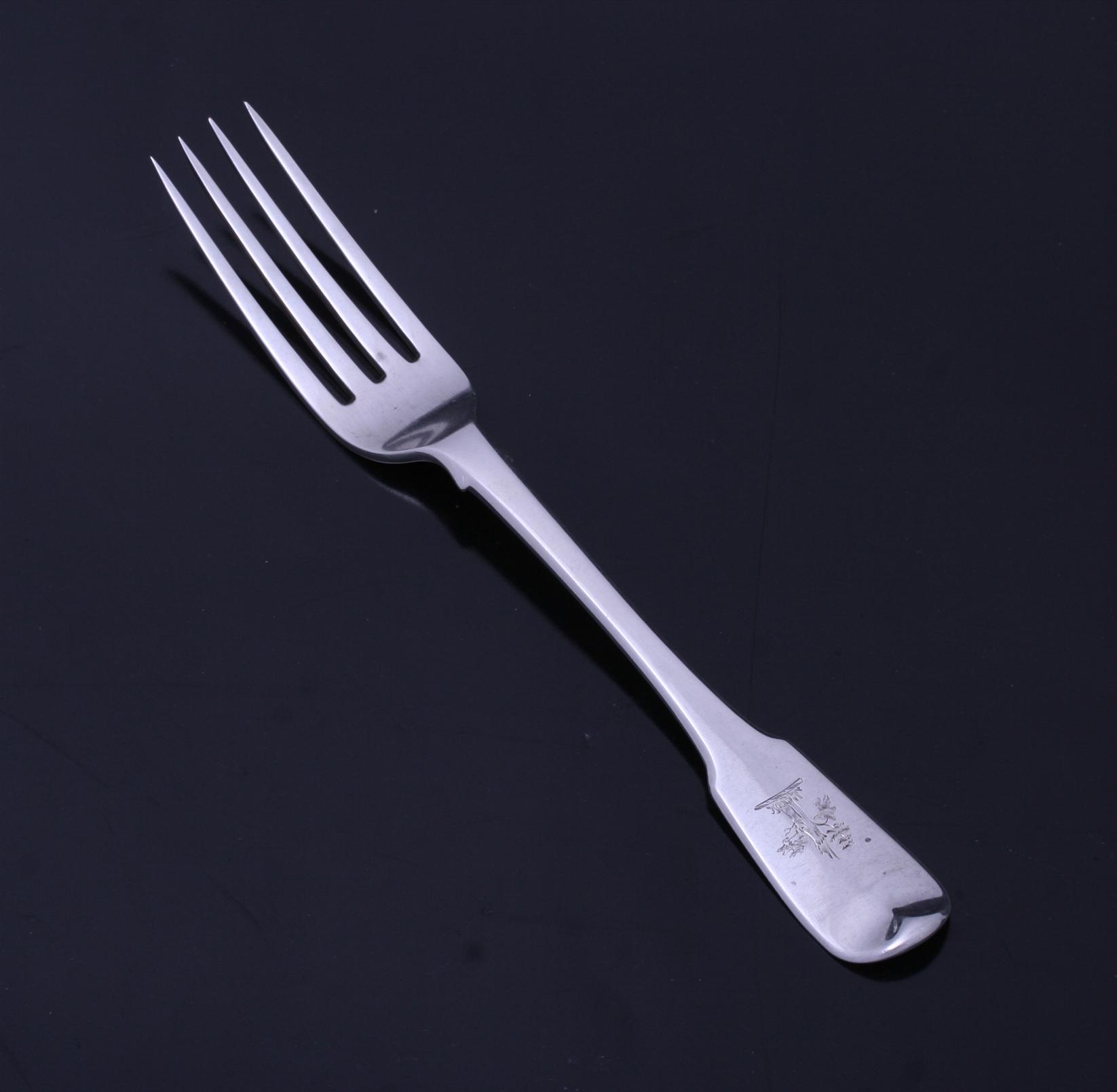 A Regency sterling silver fiddle pattern table fork : MyFamilySilver.com