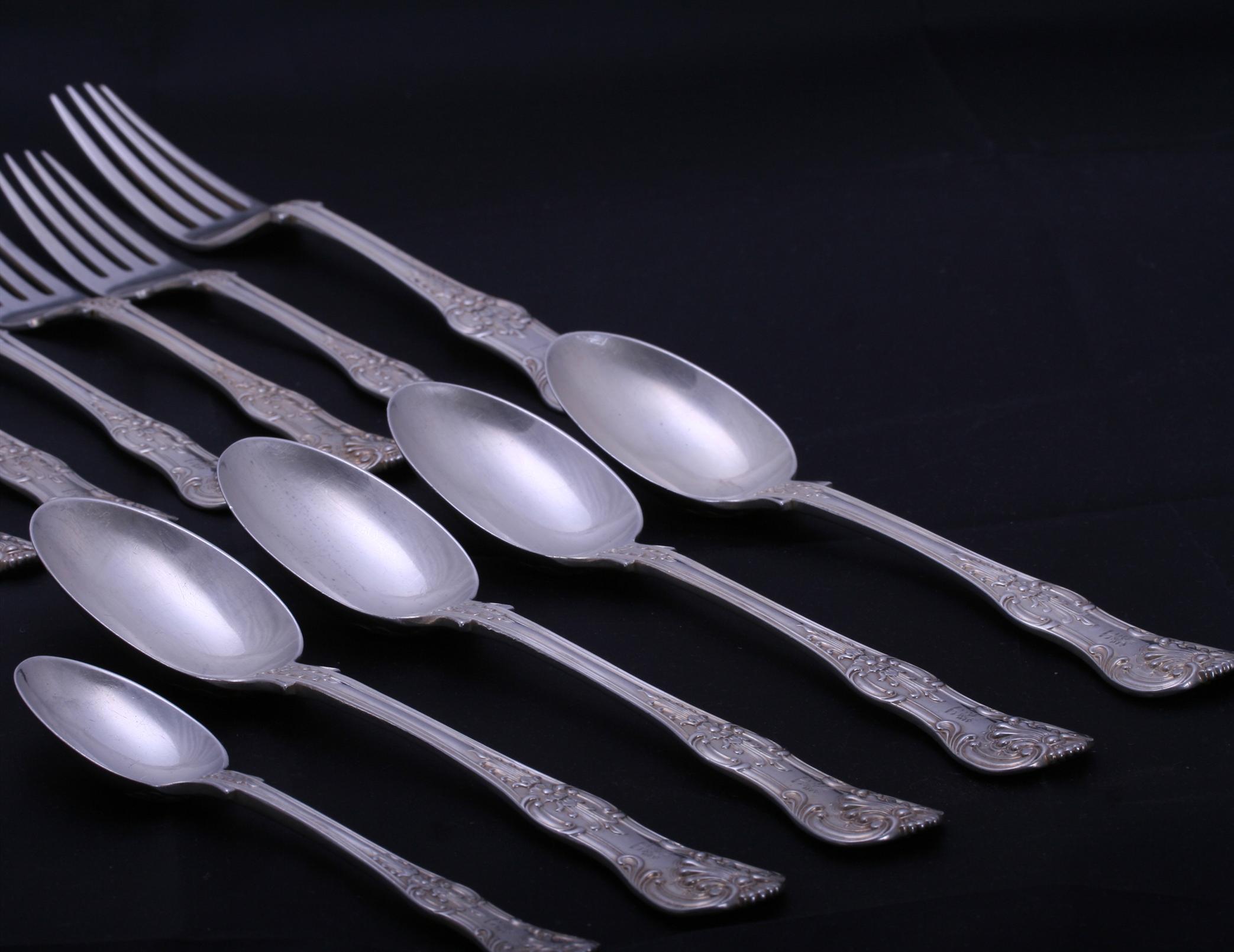 Part service of Victorian Queen's pattern sterling silver flatware ...