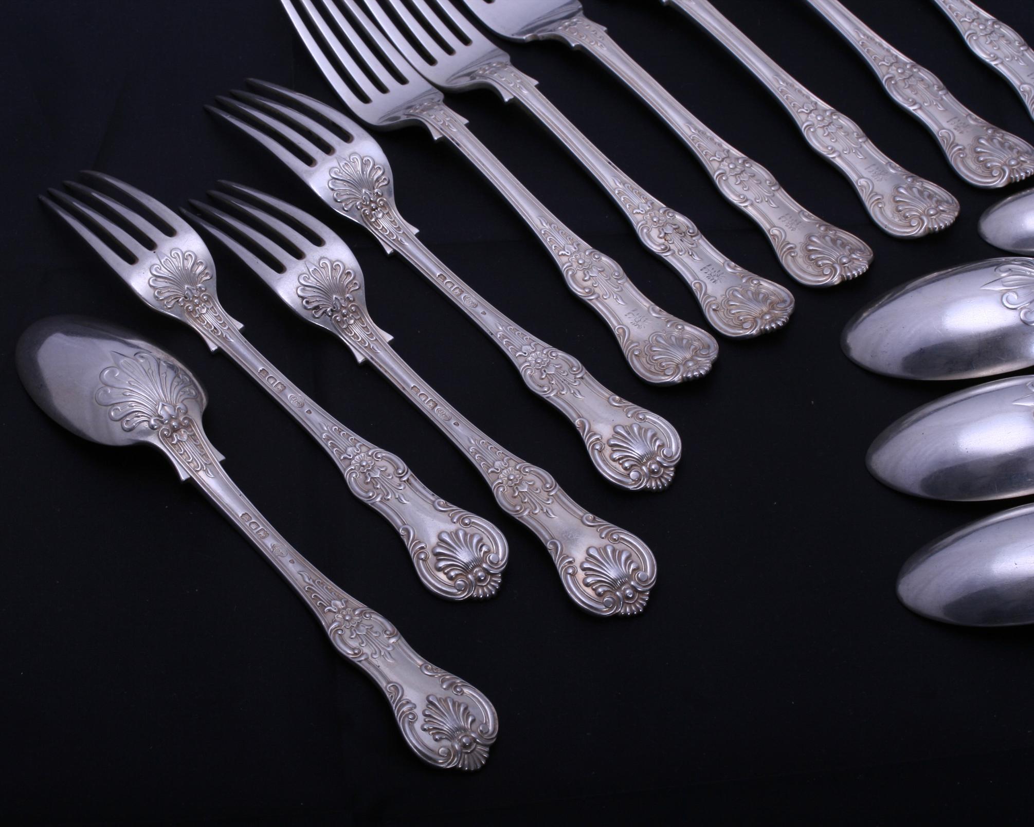Part service of Victorian Queen's pattern sterling silver flatware ...
