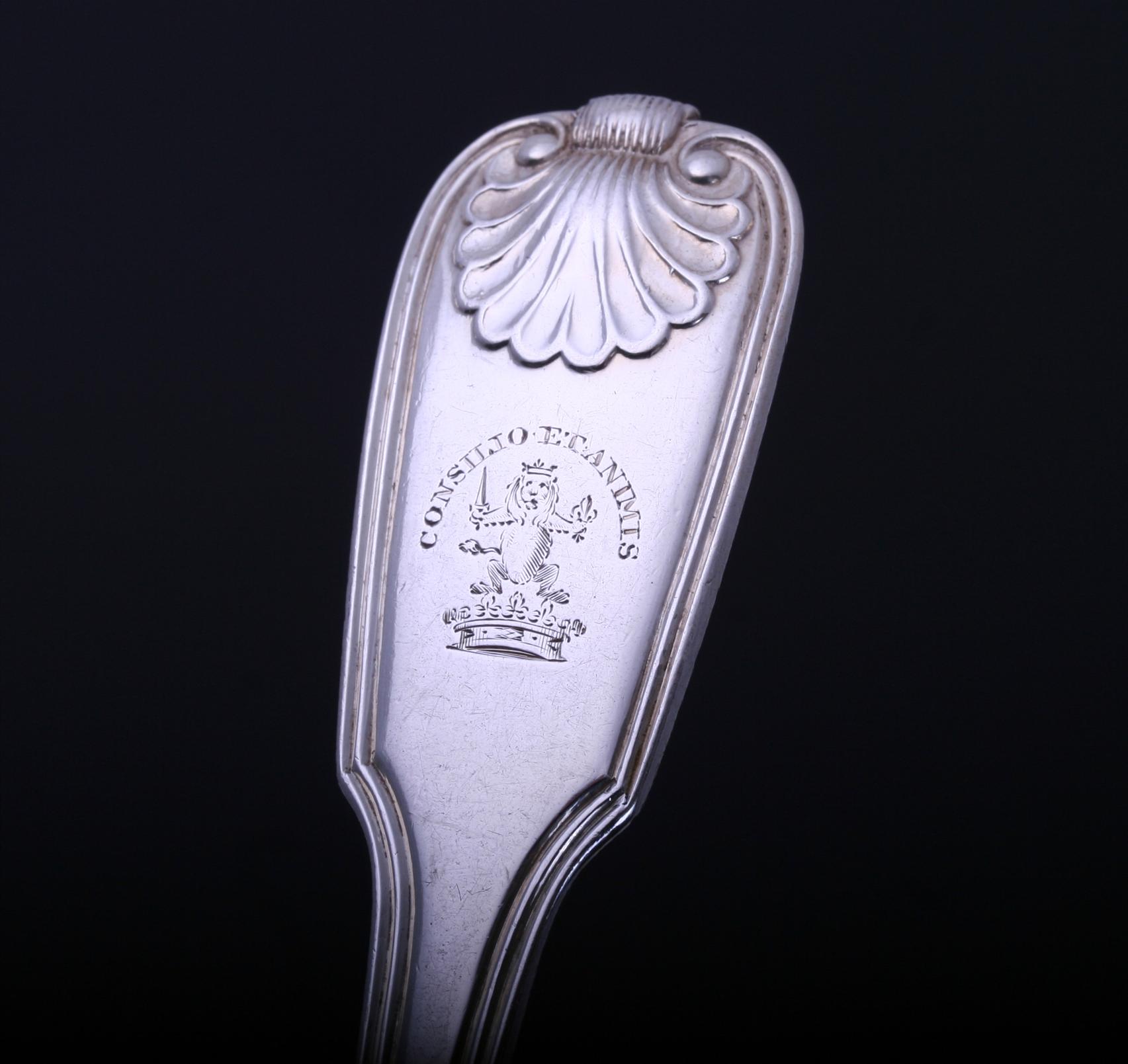 Set of five George IV fiddle, thread and shell pattern sterling silver ...