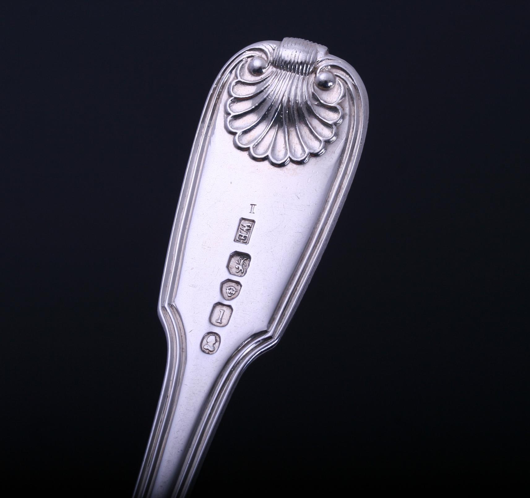 Set of five George IV fiddle, thread and shell pattern sterling silver ...