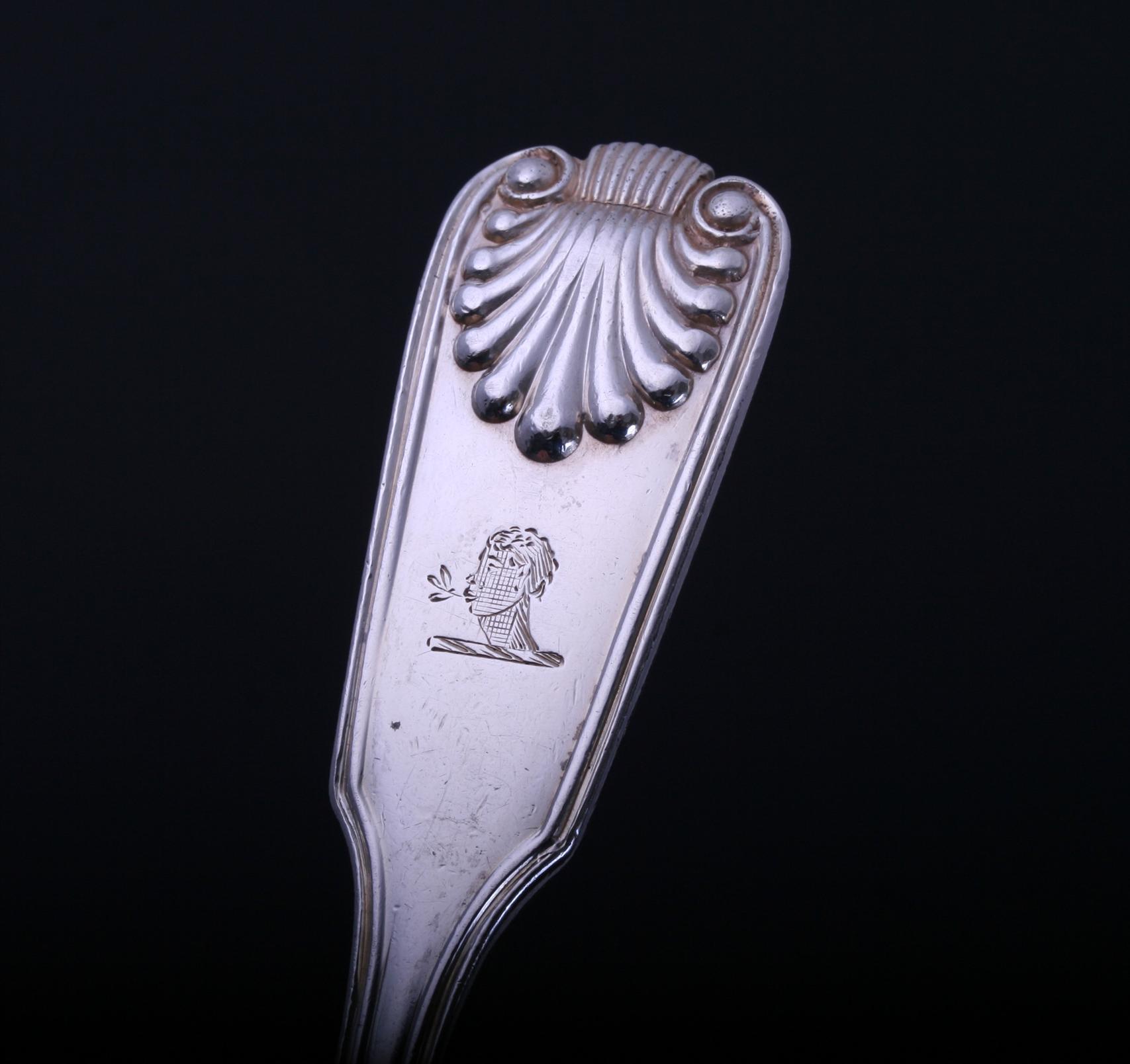 Set of four Victorian fiddle, thread and shell pattern sterling silver ...