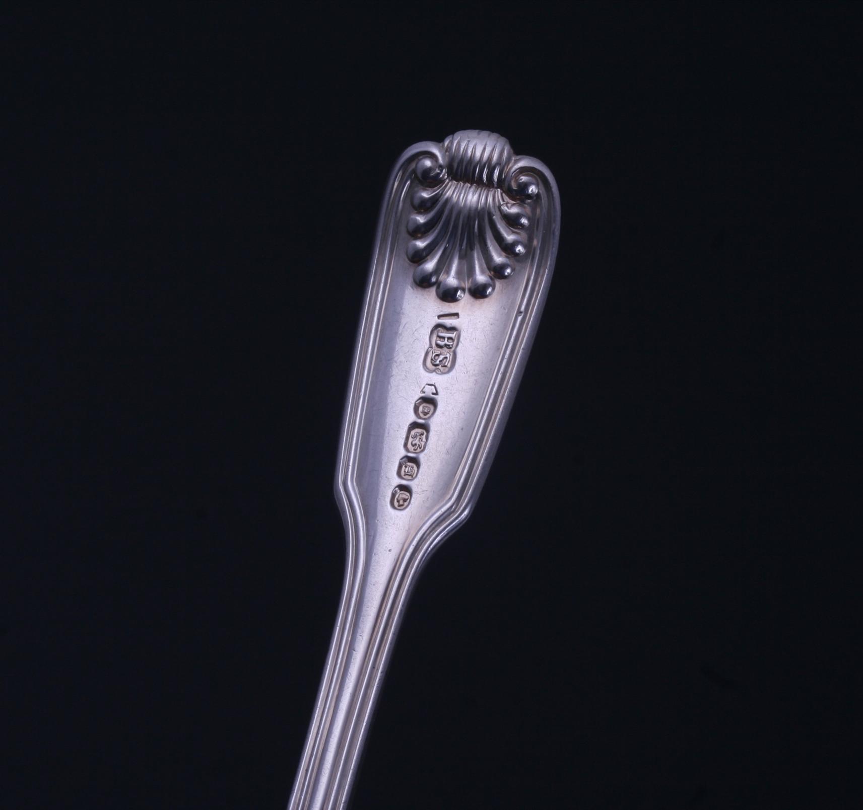 A Victorian fiddle, thread and shell pattern sterling silver teaspoon ...