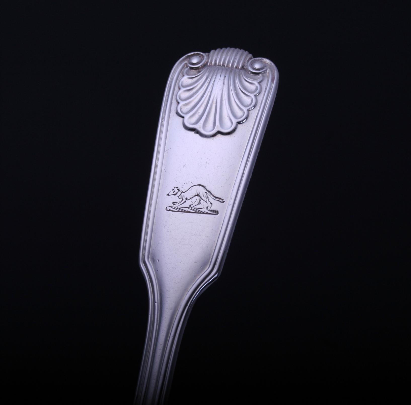 A Victorian fiddle, thread and shell pattern sterling silver teaspoon ...