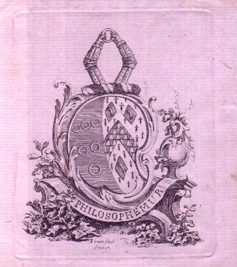 A framed 18th century bookplate for James Musgrave : MyFamilySilver.com