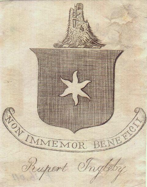 A late 18th century provincial bookplate for Rupert Ingleby ...