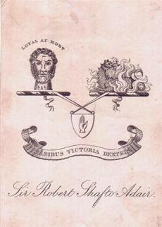 A 19th century crest bookplate for Sir Robert Shafto Adair ...