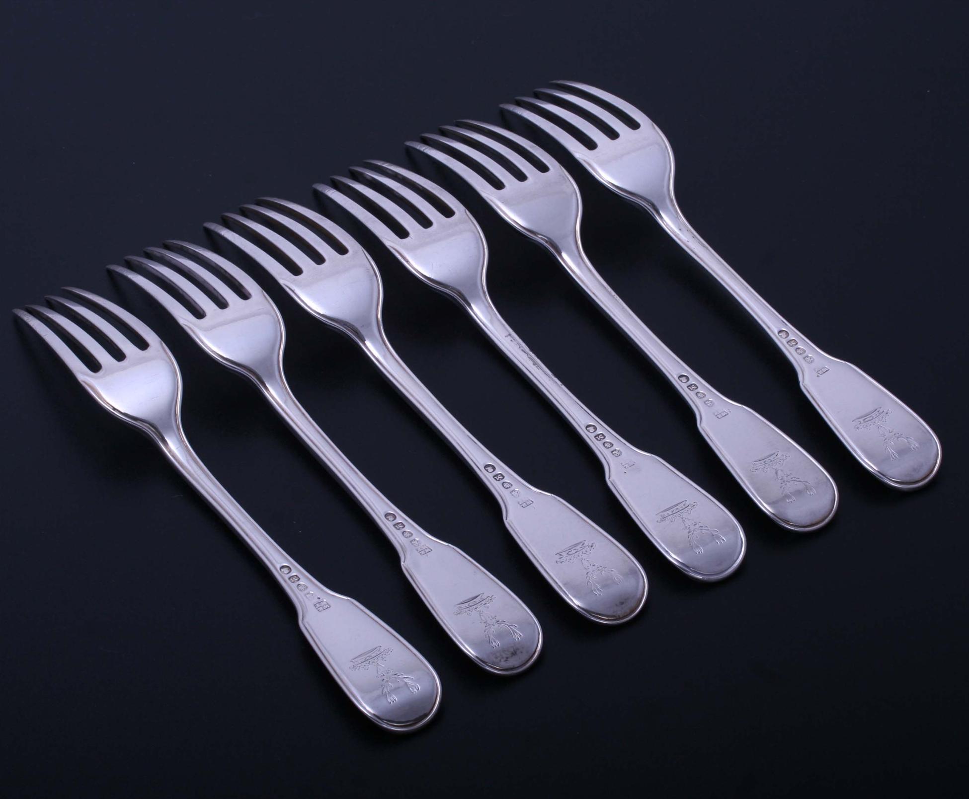 Set of six George III sterling silver table forks : MyFamilySilver.com