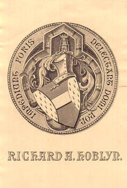A framed 19th century seal armorial bookplate for Hoblyn ...