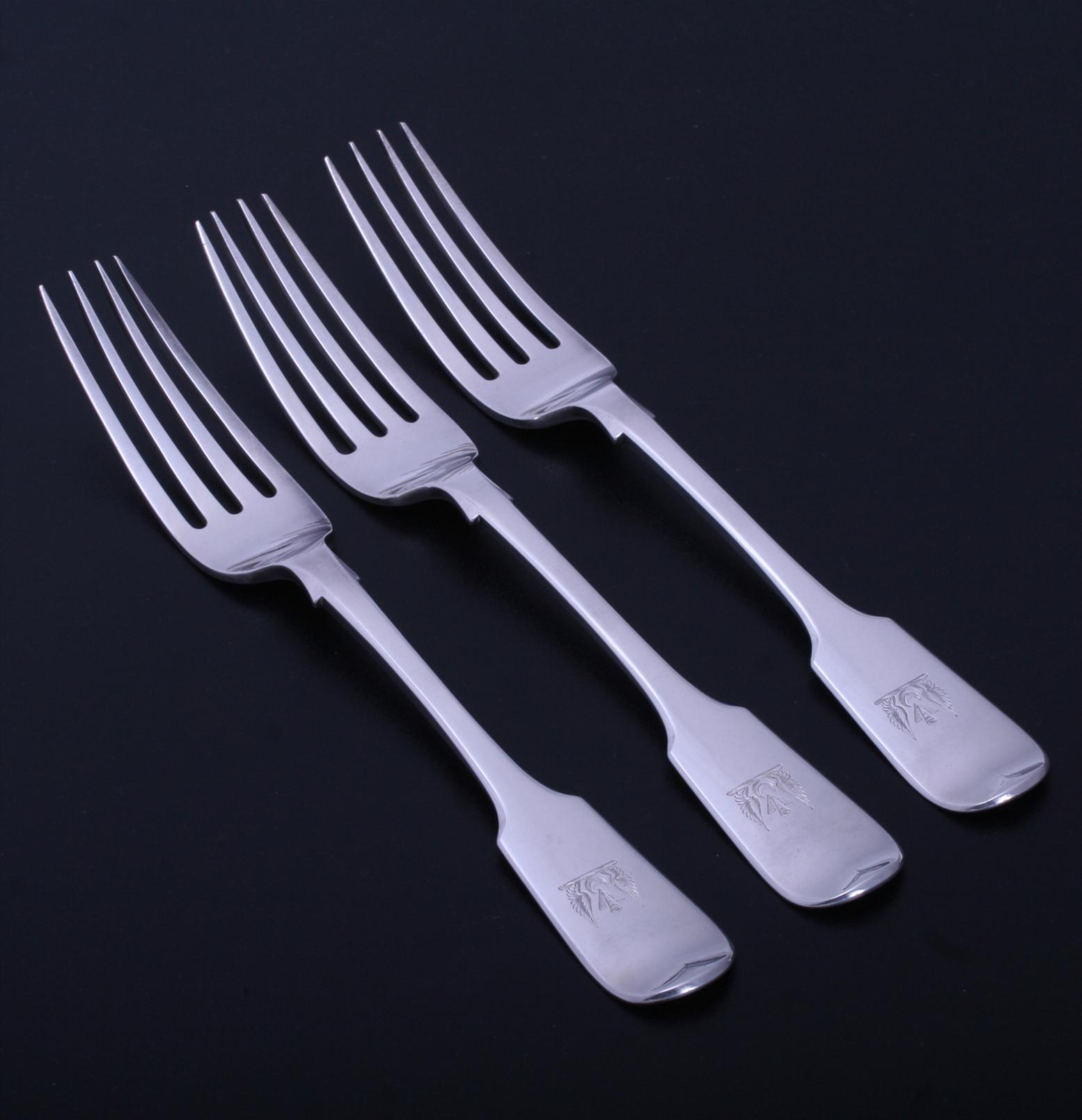 A set of three Victorian sterling silver table forks : MyFamilySilver.com