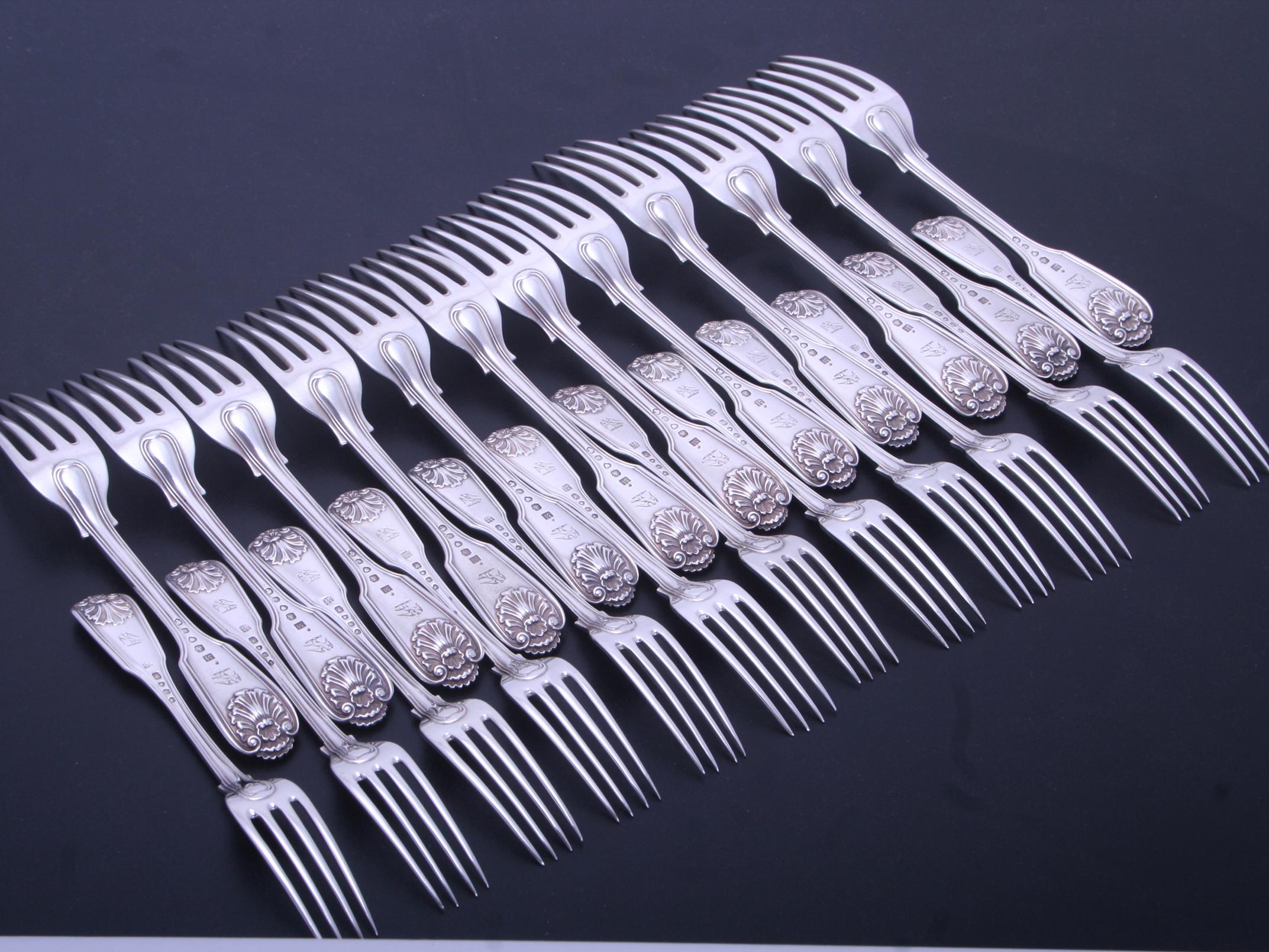 Collection of Victorian fiddle, thread and husk pattern sterling silver ...