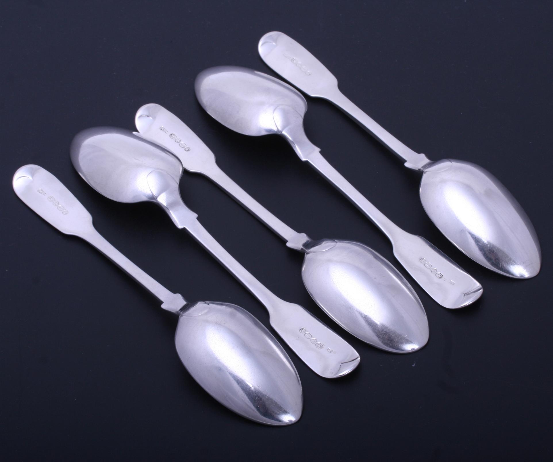 Collection of Victorian sterling silver fiddle pattern flatware ...