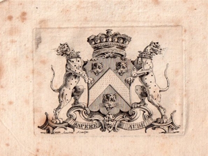 An early 18th century framed armorial print : MyFamilySilver.com