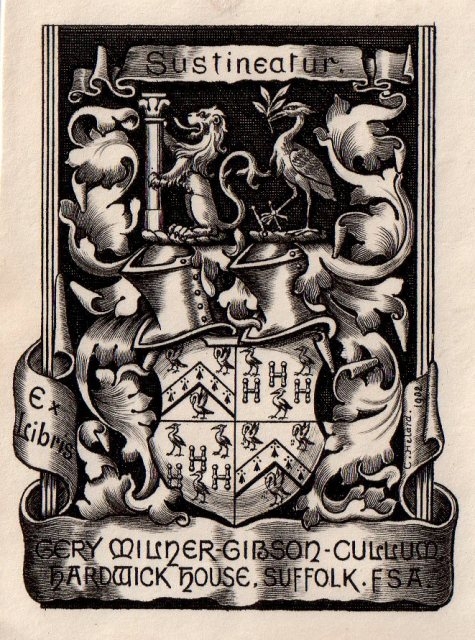 An early 20th century framed armorial bookplate : MyFamilySilver.com