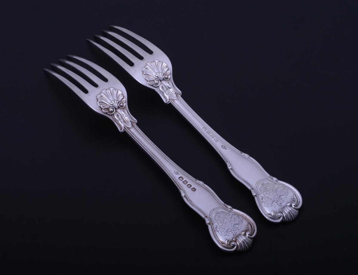 PAUL STORR: A fine pair of Regency King's Husk pattern sterling silver ...