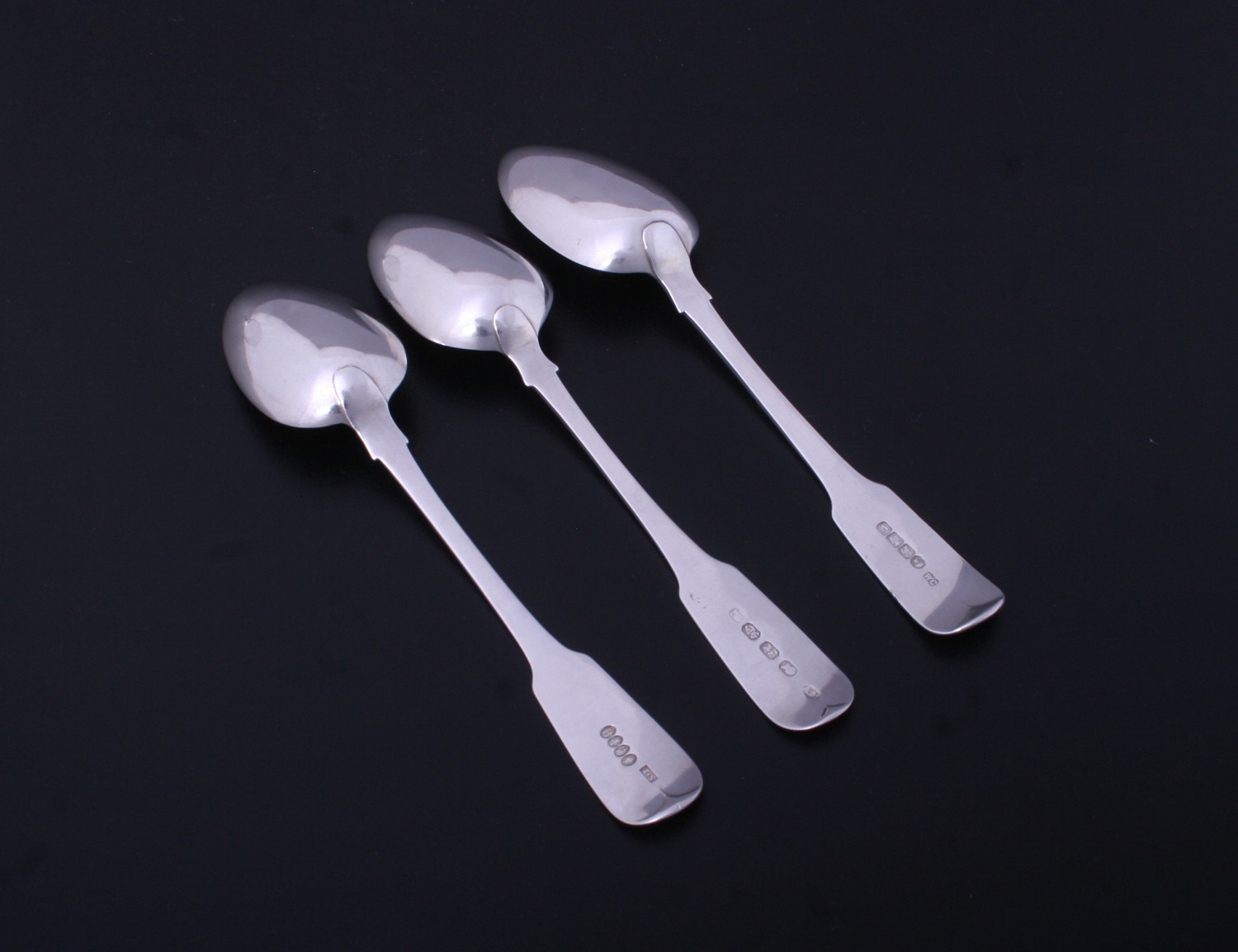 A matched set of three Victorian Irish sterling silver fiddle pattern ...