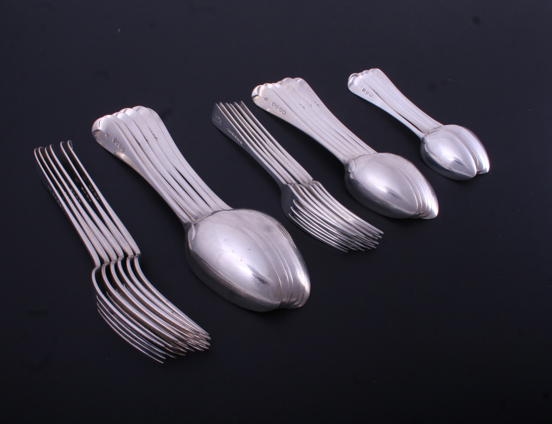 A matched service of Victorian Old English pattern sterling silver ...