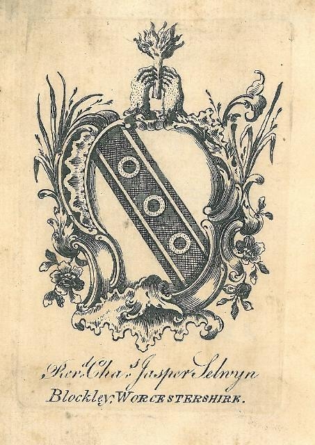 An 18th century armorial bookplate for Selwyn : MyFamilySilver.com