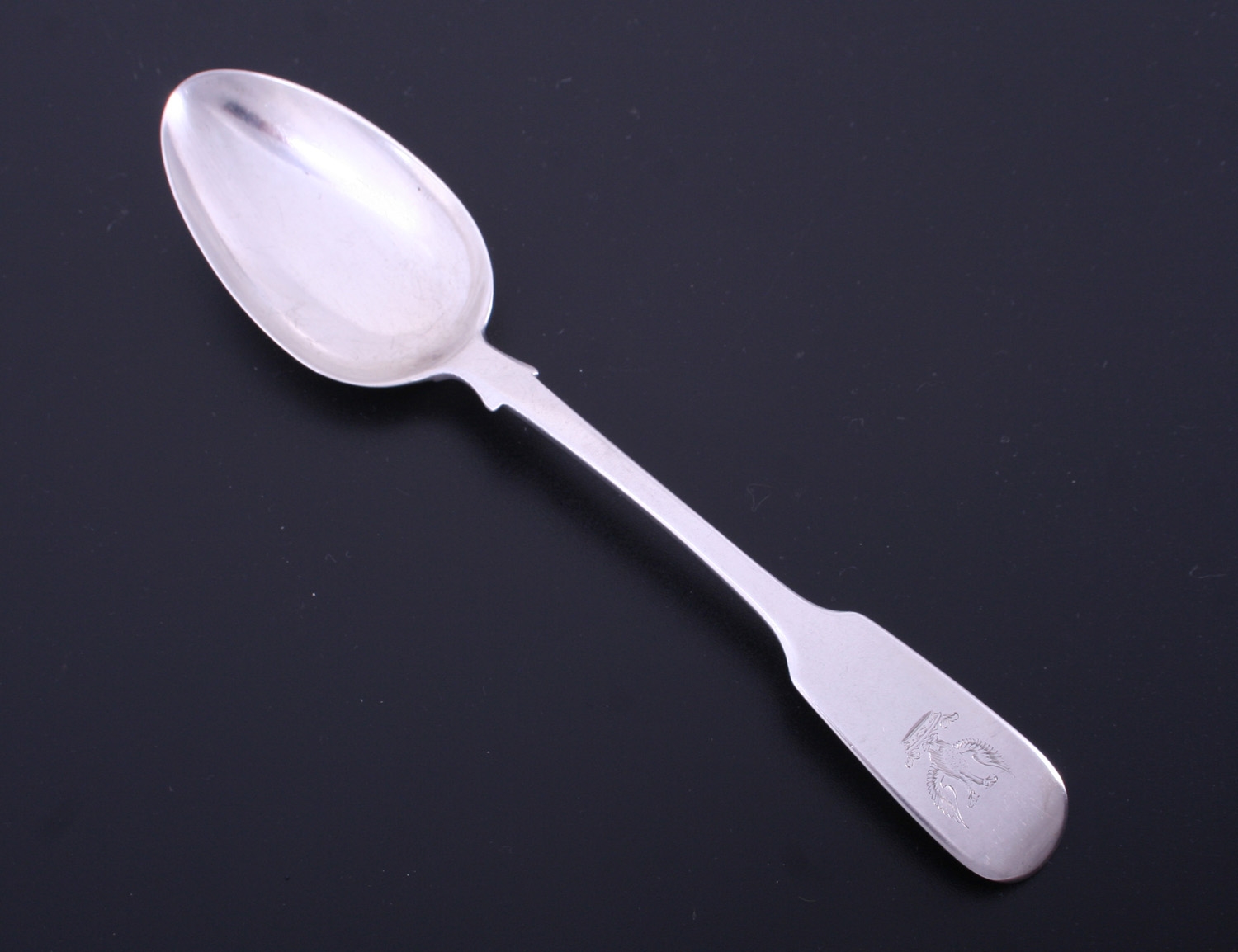 A Victorian fiddle pattern sterling silver table spoon : MyFamilySilver.com