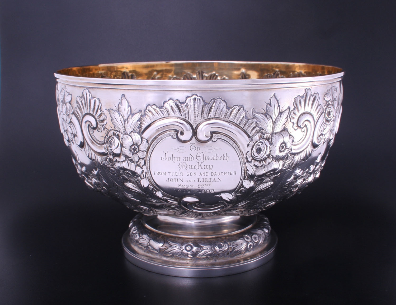 A fine and large Victorian sterling silver presentation rose bowl ...