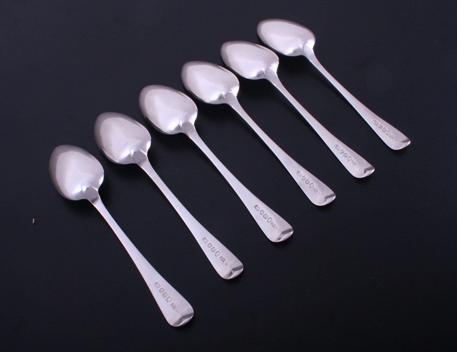 A set of six George III Old English pattern sterling silver dessert ...