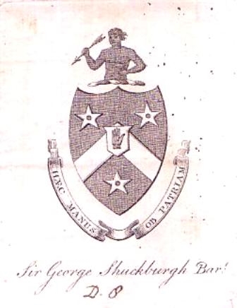 An 18th century armorial bookplate for Shuckburgh : MyFamilySilver.com