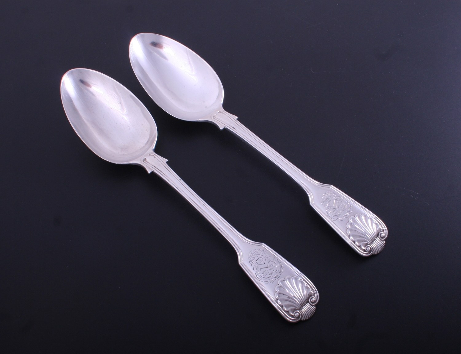 VINTNERS' COMPANY: A pair of Victorian fiddle, thread and shell pattern ...