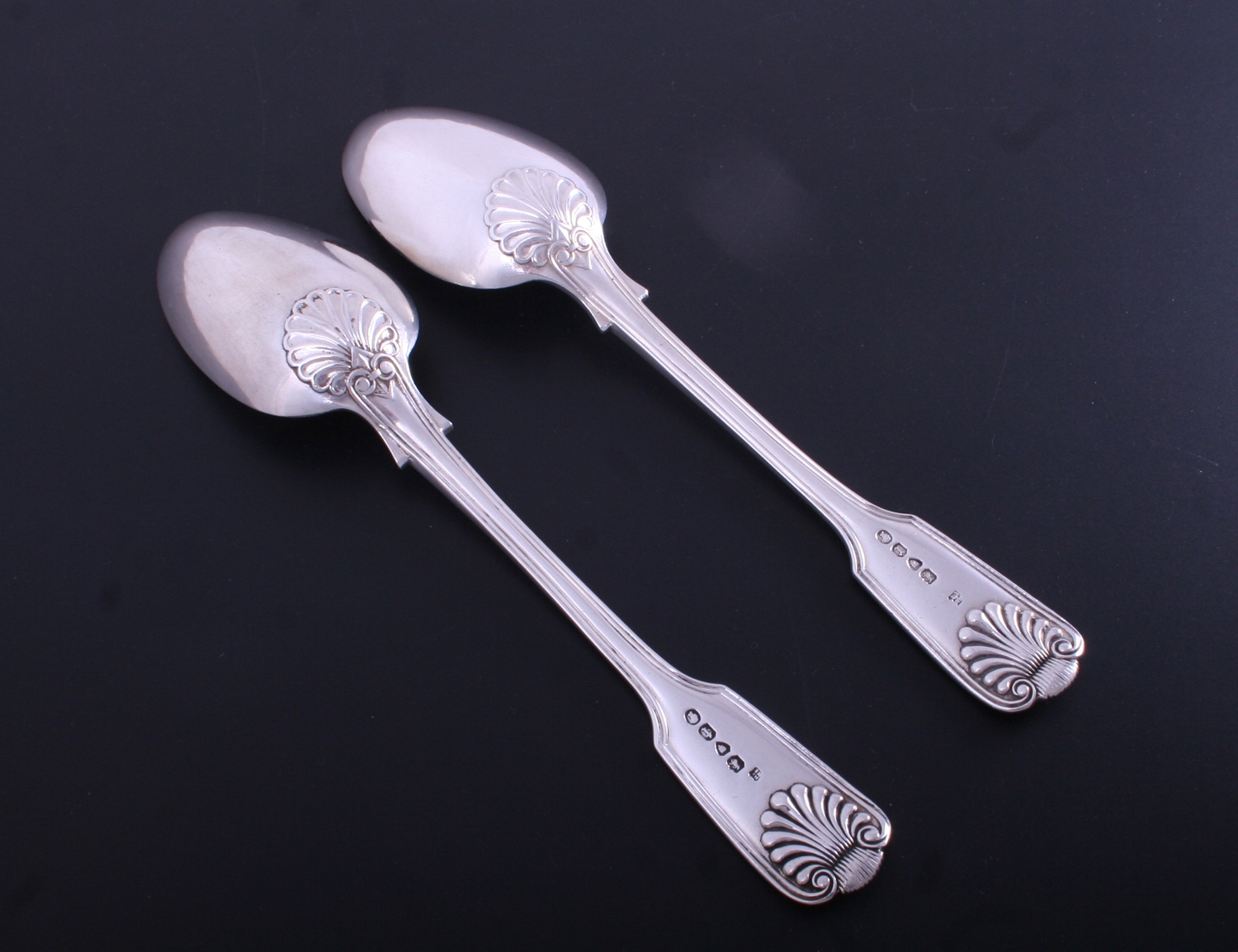 VINTNERS' COMPANY: A pair of Victorian fiddle, thread and shell pattern ...