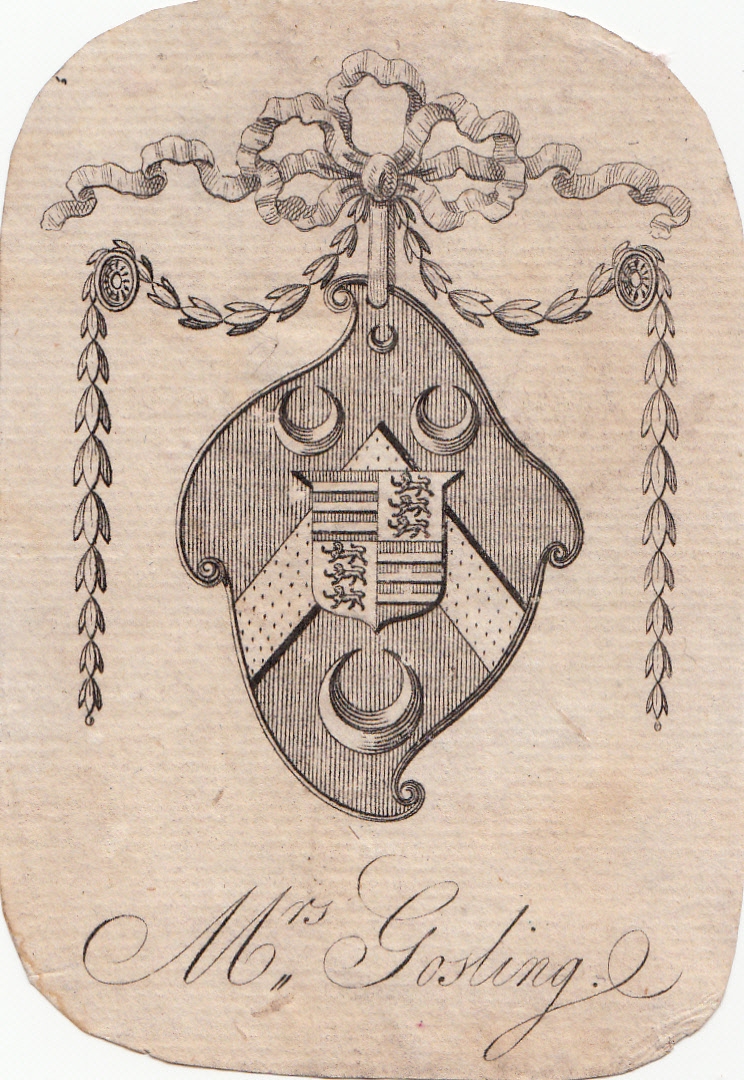 An early 19th century bookplate for Gosling : MyFamilySilver.com