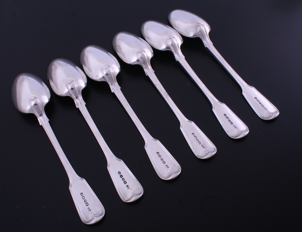 Battle of Waterloo: A fine set of six George IV fiddle and thread ...